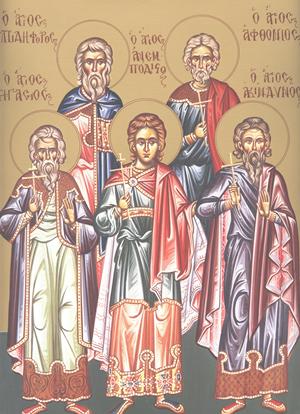 Saints Elpidephorus, Acindynus, Aphthonius, Anempodistus, Pegasias ...