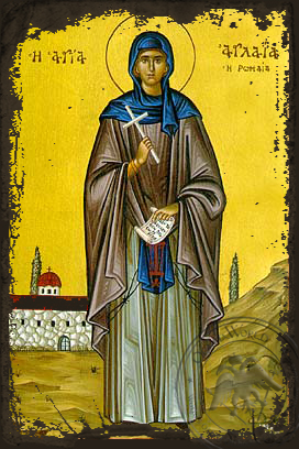 Saint Aglaia - Aged Byzantine Icon | OramaWorld.com