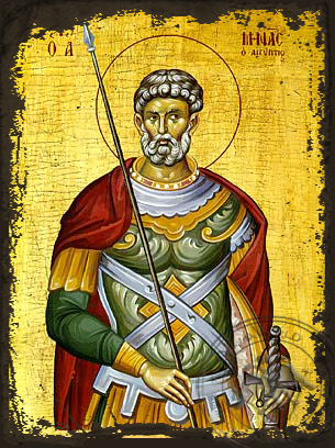 Saint Menas - Aged Byzantine Icon | OramaWorld.com