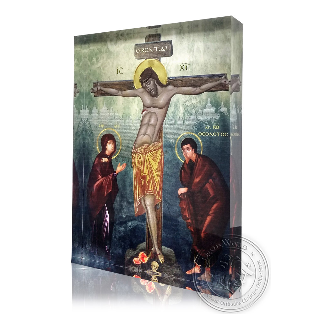 Crucifixion of Jesus Christ - Diaphanous Byzantine Icon | OramaWorld.com