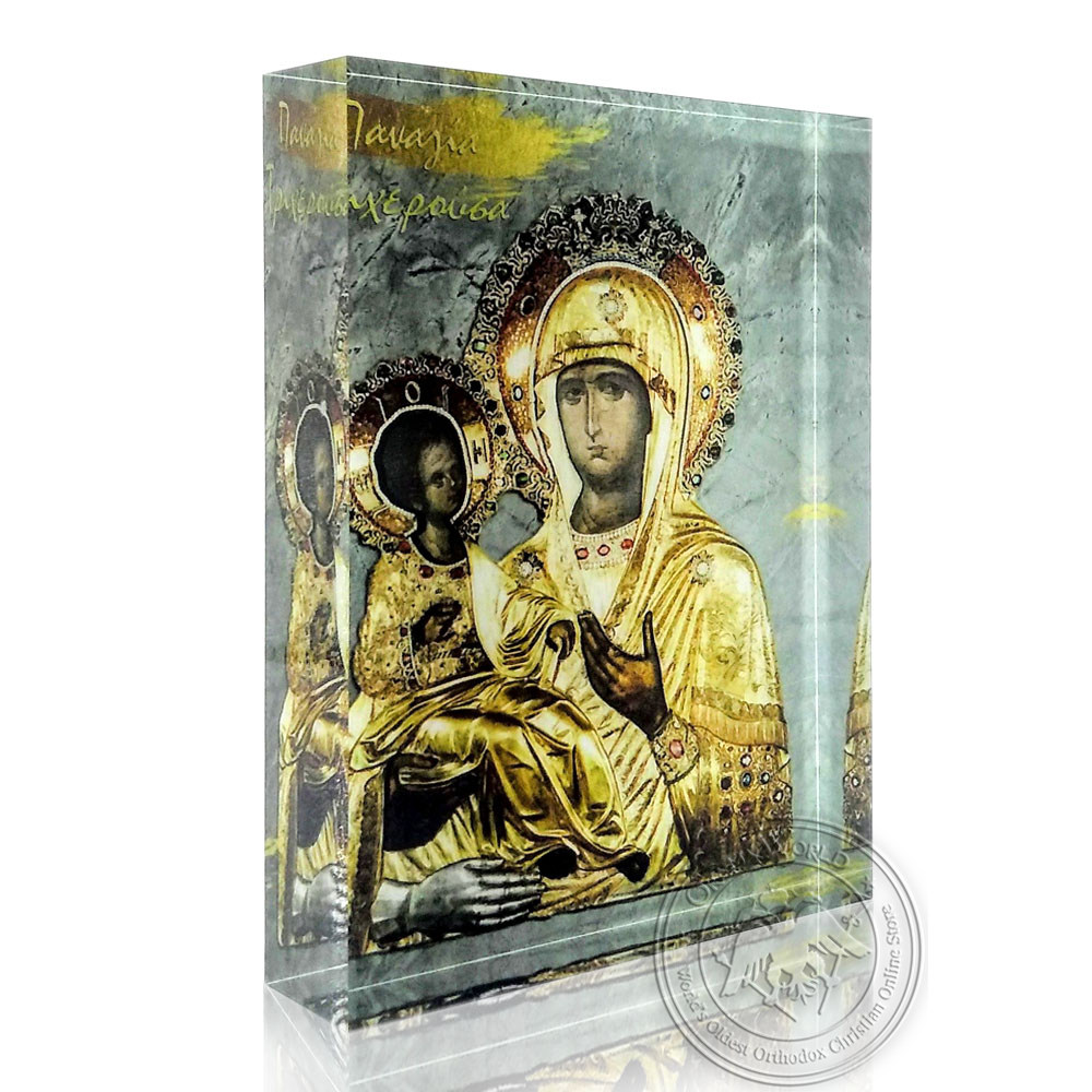 Panagia Tricherousa - Diaphanous Byzantine Icon | OramaWorld.com
