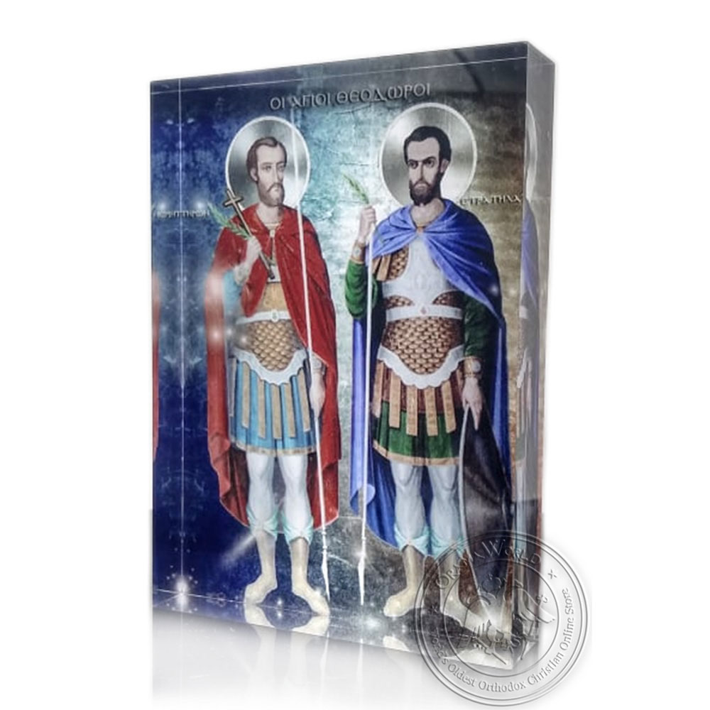 Saints Theodoroi - Diaphanous Byzantine Icon | OramaWorld.com