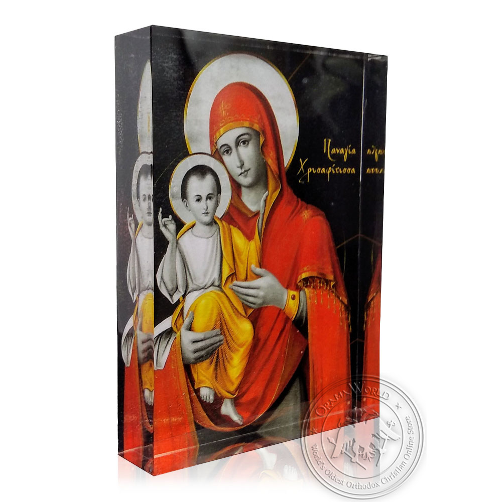 Virgin Mary Chrysafitissa - Diaphanous Byzantine Icon | OramaWorld.com