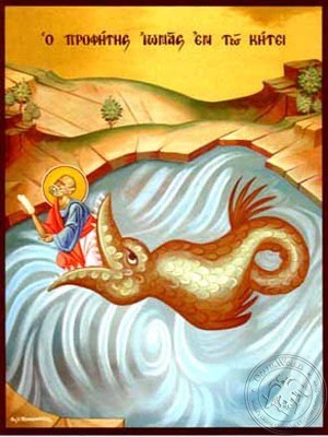Holy Prophet Jonah Vomited by the Fish - Hand Painted Icon | OramaWorld.com