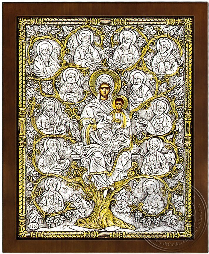 Panagia Root Of Jesse Gold Plated - Silver Icon | OramaWorld.com