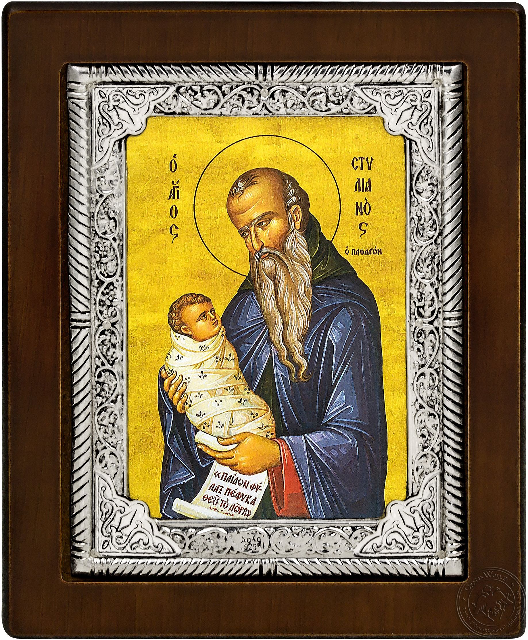Saint Stylianos - Silver Icon | OramaWorld.com