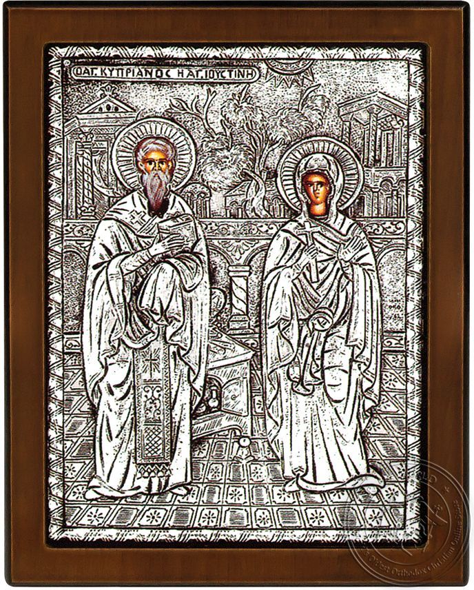 Cyprian and Ioustine - Silver Icon | OramaWorld.com
