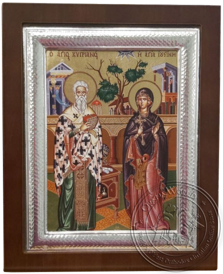 Saints Cyprian and Justina - Silver Icon | OramaWorld.com