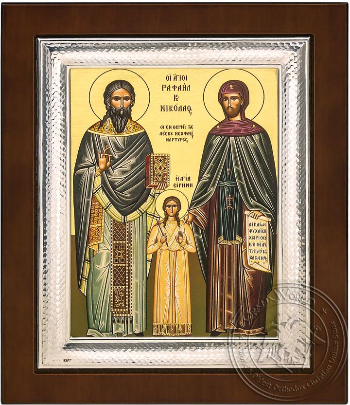 Saints Raphael and Nicholas - Silver Icon | OramaWorld.com