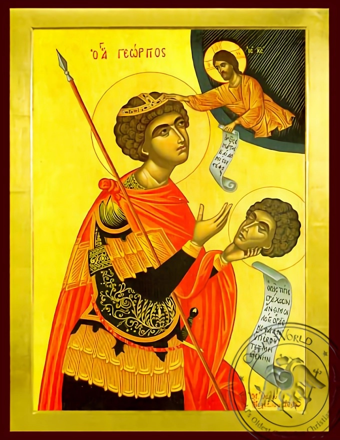 Saint George the Great Martyr, with Head - Byzantine Icon | OramaWorld.com