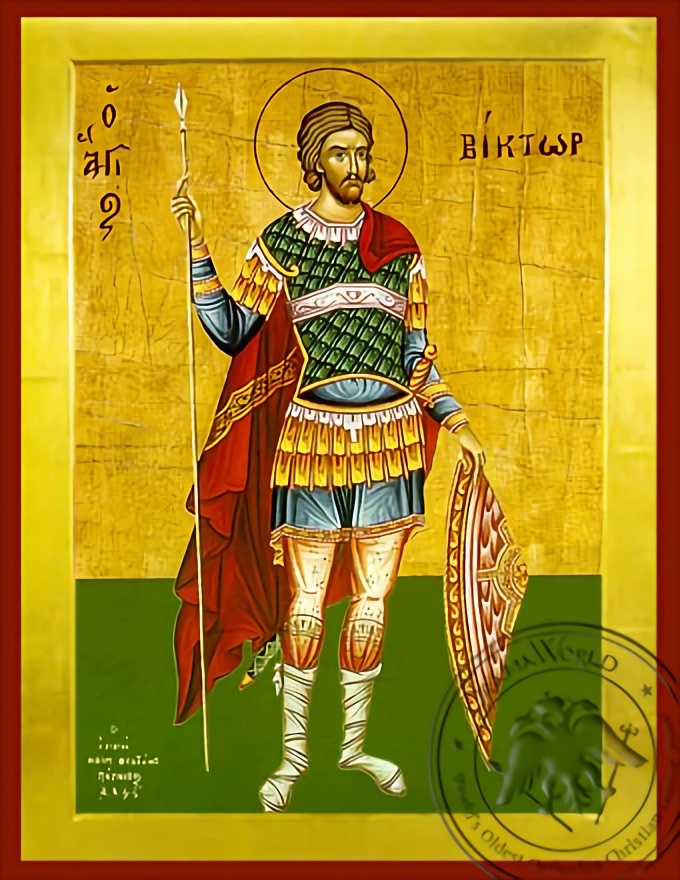 Saint Victor Full Figure - Byzantine Icon | OramaWorld.com