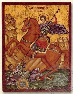 Saint Dimitrios - Flat Silk Printed Icon | OramaWorld.com