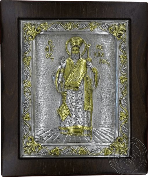 Saint Nectarios - Silver Gold Plated Icon | OramaWorld.com