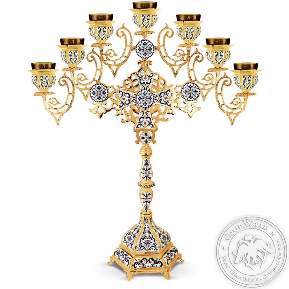 Seven-Branched Vigil-Oil Lamp with Enamel - Patmos | OramaWorld.com