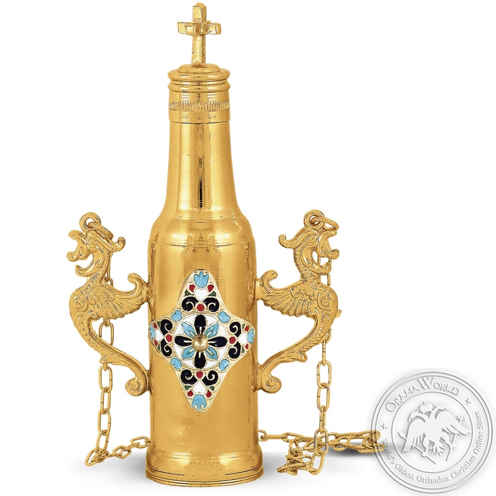 Anointing Oil Bottle Enamel Gold Plated | OramaWorld.com