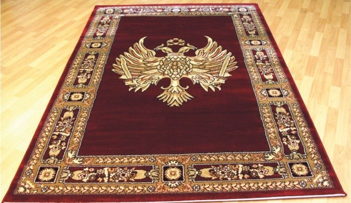 Rectangular Ecclesiastical Carpet with Double-headed Eagle in Red Color ...