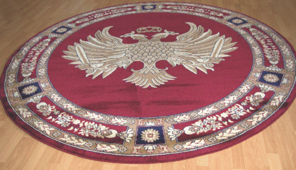 Round Ecclesiastical Carpet with Double-headed Eagle in Red Color ...