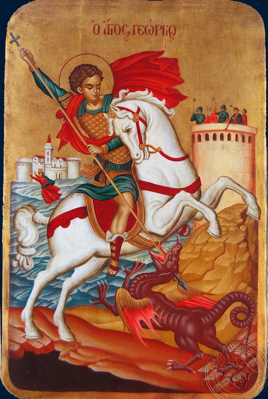 Saint George - Original Hand Painted Modern Icon | OramaWorld.com
