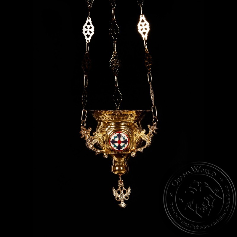Vigil Lamp Byzantine Design with Enamel - 1002-15 | OramaWorld.com