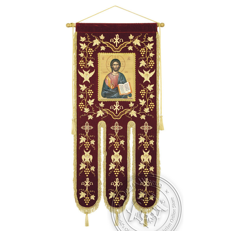 Ecclesiastical Banner - Jesus Christ Blessing with Six-Winged Seraphim ...