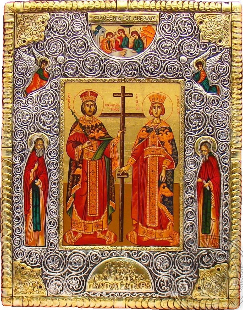 Saint Constantine and Saint Helen - Silver Gold Icon | OramaWorld.com