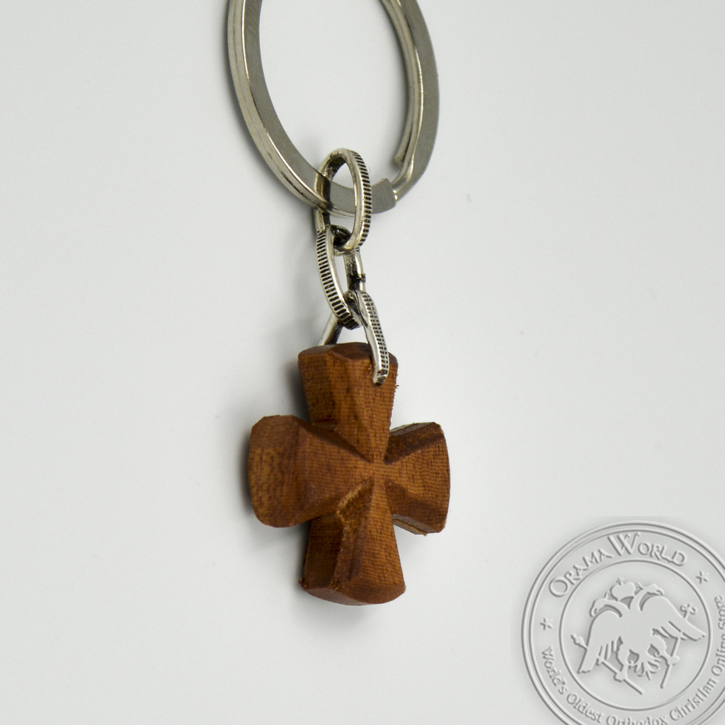 Handcrafted Wooden Keychain Isosceles Cross | OramaWorld.com